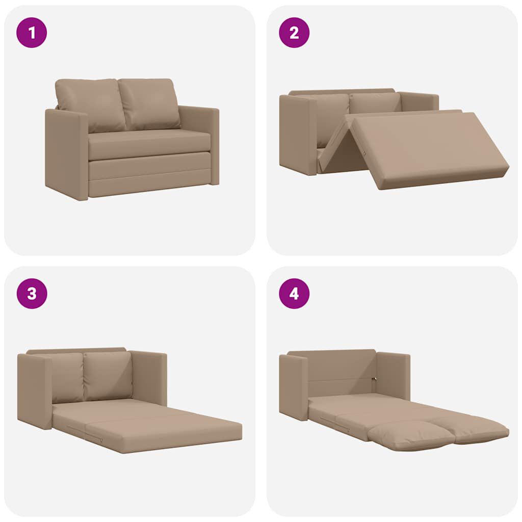 vidaXL Canapea extensibilă 2 în 1, cappuccino, 112x174x55 cm piele eco ...