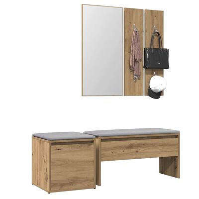 vidaXL Set de mobilier pentru hol din lemn de stejar artizanal | vidaXL.ro