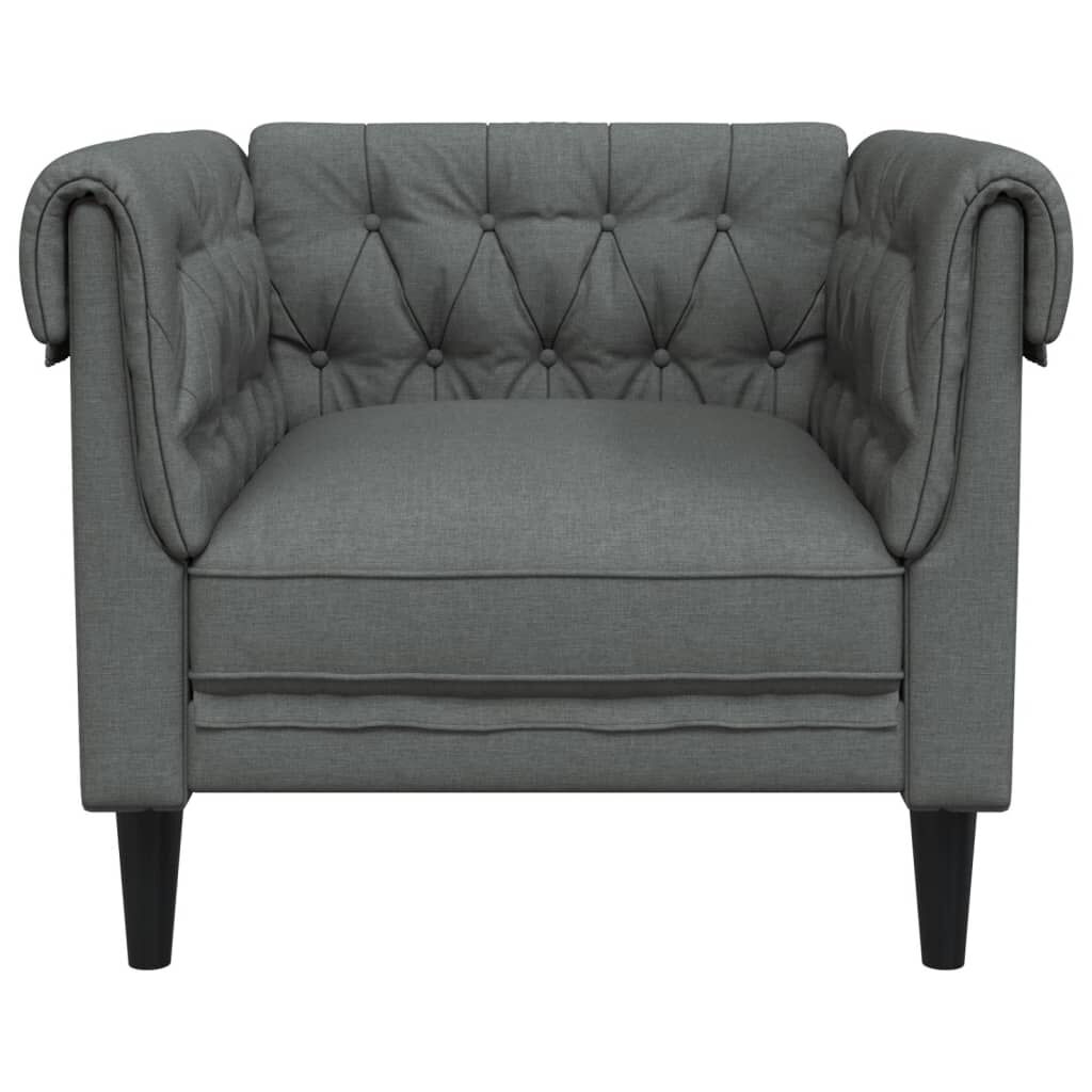 vidaXL Fotoliu Chesterfield gri închis, material textil | vidaXL.ro