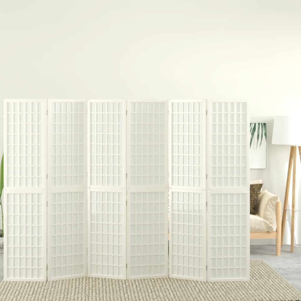 vidaXL Paravan pliabil cu 6 panouri, stil japonez, alb, 240x170 cm ...