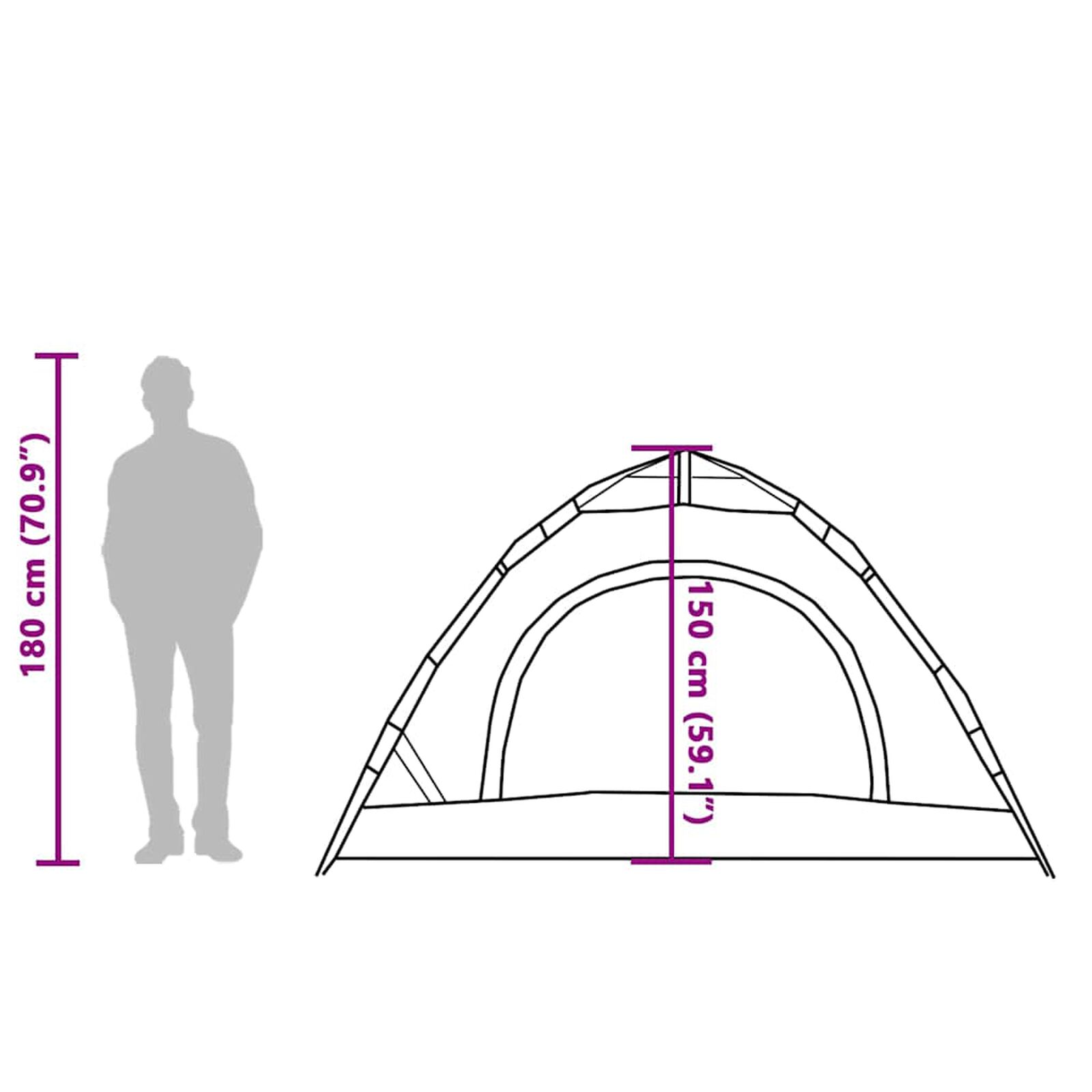 vidaXL Cort de camping pentru 3 persoane, setare rapidă, albastru ...