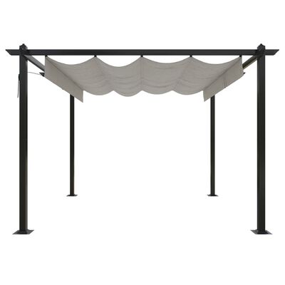 vidaXL Pavilion grădină, acoperiș retractabil, crem, 3x3 m | vidaXL.ro