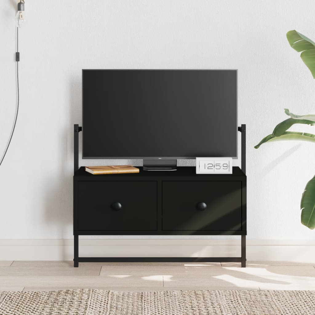 vidaXL Dulap TV montat pe perete, negru, 60,5x30x51 cm, lemn prelucrat ...