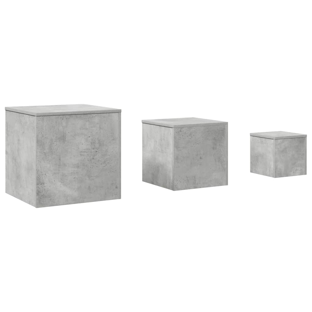 vidaXL Mese laterale, 3 buc., gri beton, lemn compozit | vidaXL.ro