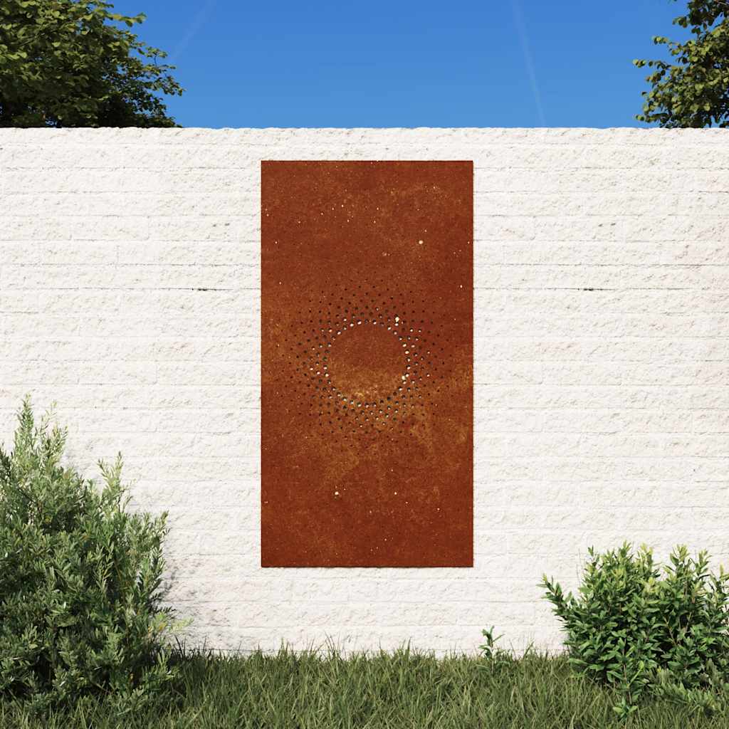 vidaXL Decor perete de grădină 105x55 cm design soare oțel Corten ...
