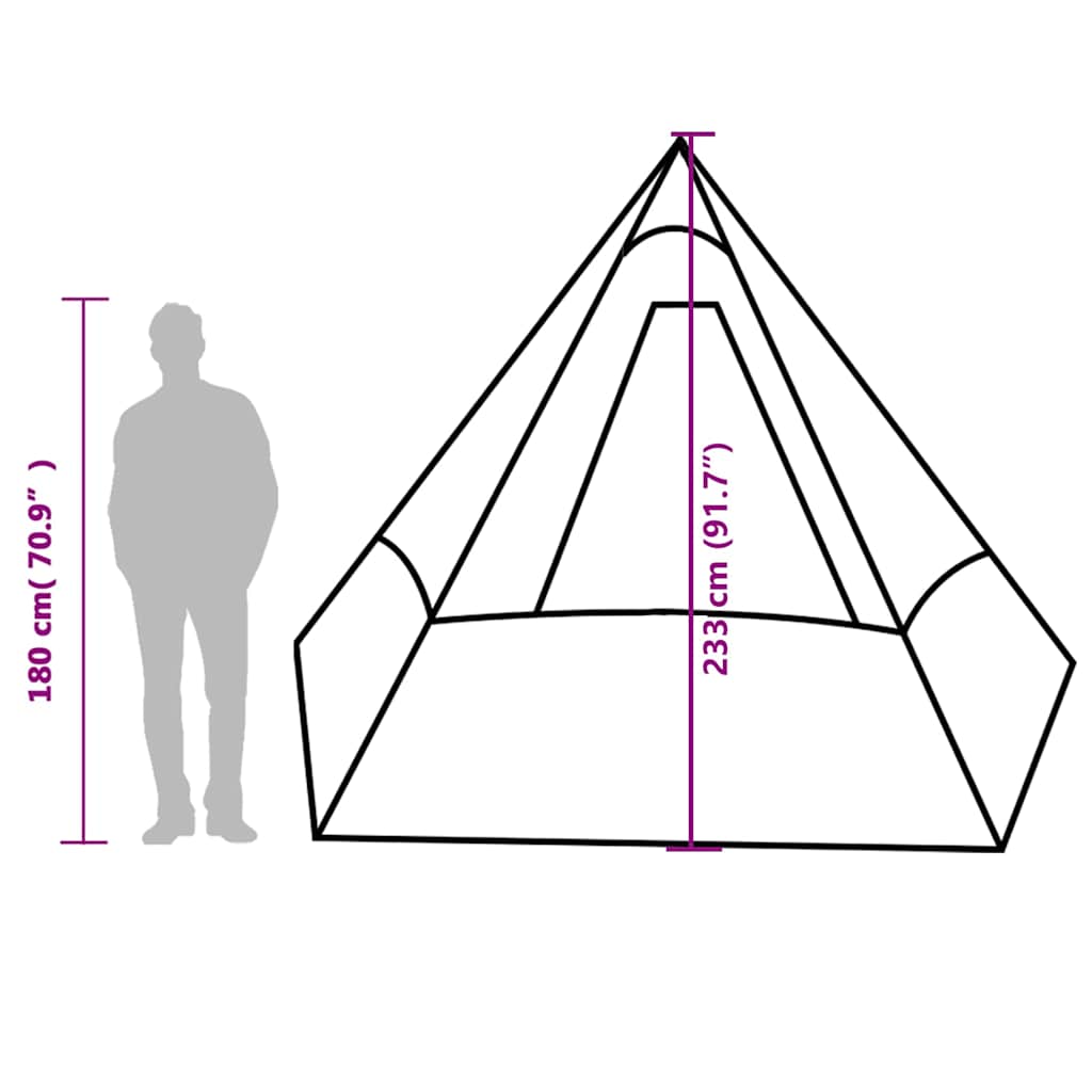 vidaXL Cort de camping tipi pentru 7 persoane, verde, impermeabil ...