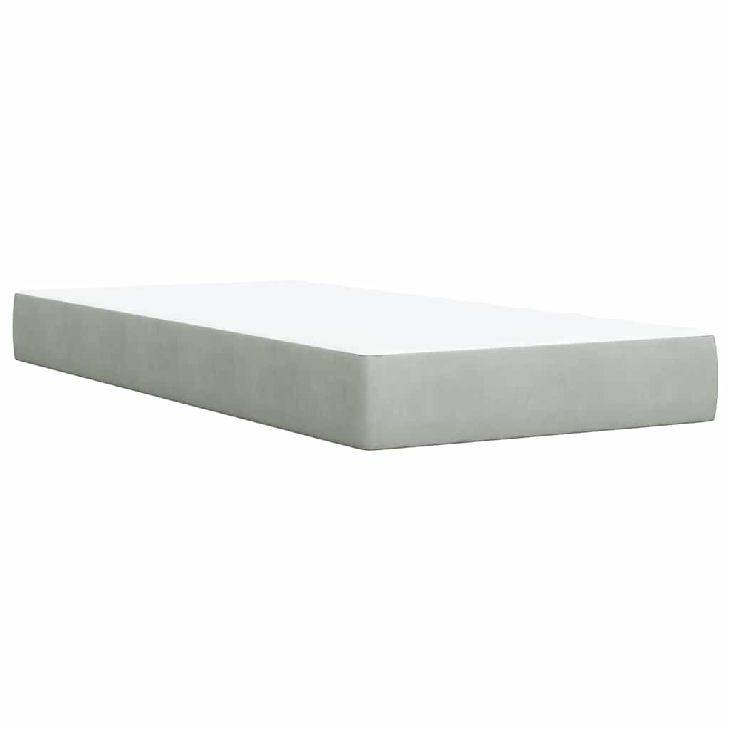 vidaXL Pat box spring cu saltea, gri deschis, 90x190 cm, catifea ...