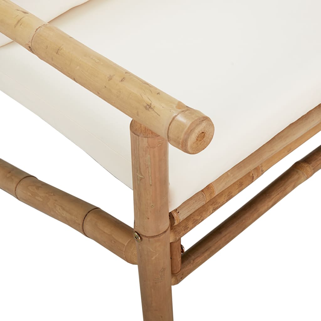 vidaXL Set mobilier de grădină, cu perne alb crem, 4 piese, bambus ...