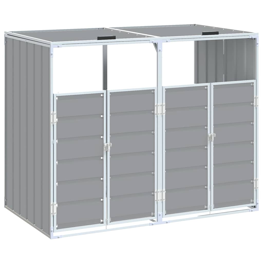 vidaXL Depozit pubele cu roți duble, gri, 144x81x113 cm, oțel | vidaXL.ro