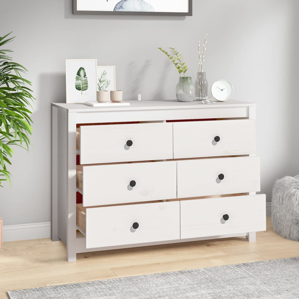 vidaXL Dulap lateral, alb, 100x40x72 cm, lemn masiv de pin | vidaXL.ro