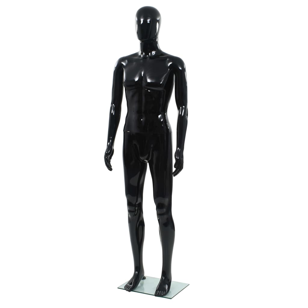 vidaXL Corp manechin masculin, suport din sticlă, negru lucios, 185 cm ...