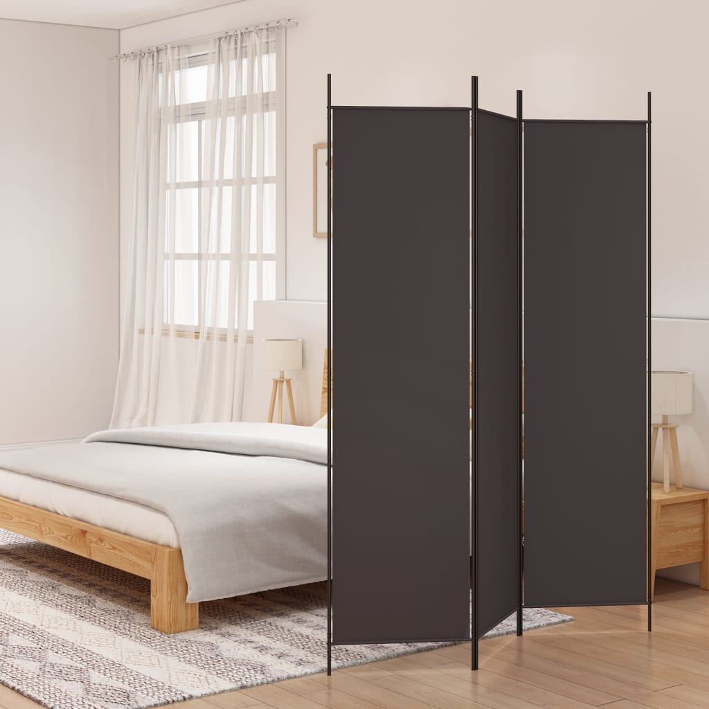 vidaXL Paravan de cameră cu 3 panouri, maro, 150x200 cm, textil | vidaXL.ro