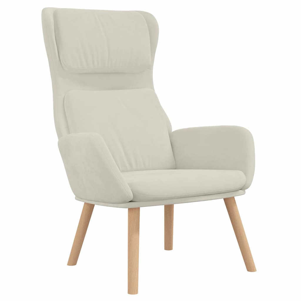 vidaXL Scaun de relaxare, alb crem, catifea | vidaXL.ro