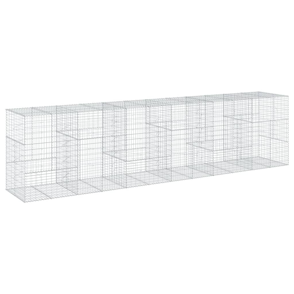 vidaXL Coș gabion cu capac, 600x100x150 cm, fier galvanizat | vidaXL.ro