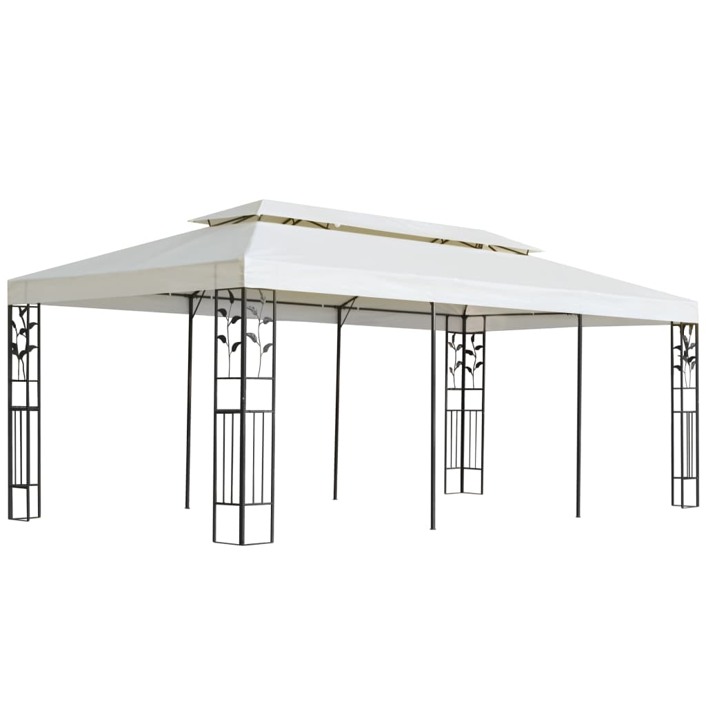 vidaXL Pavilion cu acoperiș dublu, alb, 6x3 m, oțel | vidaXL.ro