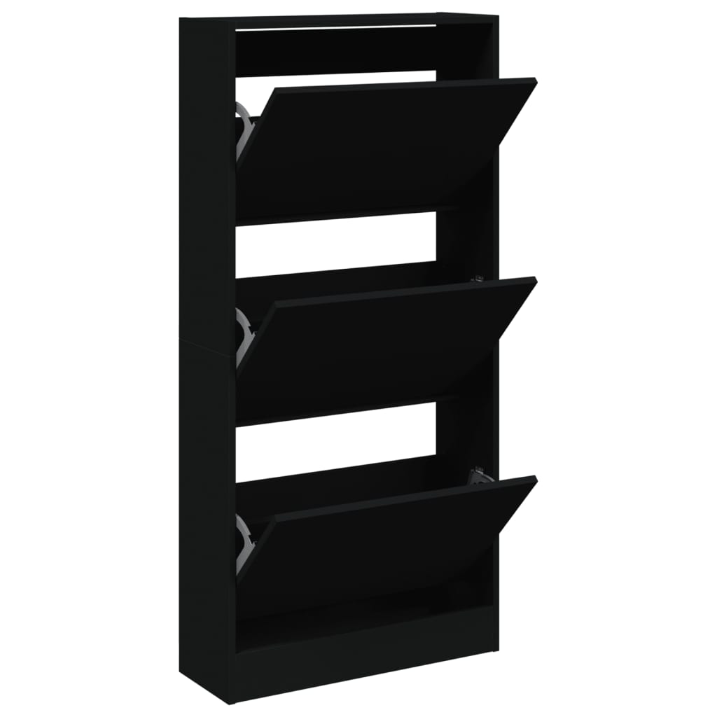 vidaXL Pantofar, negru, 60x21x125,5 cm, lemn compozit | vidaXL.ro