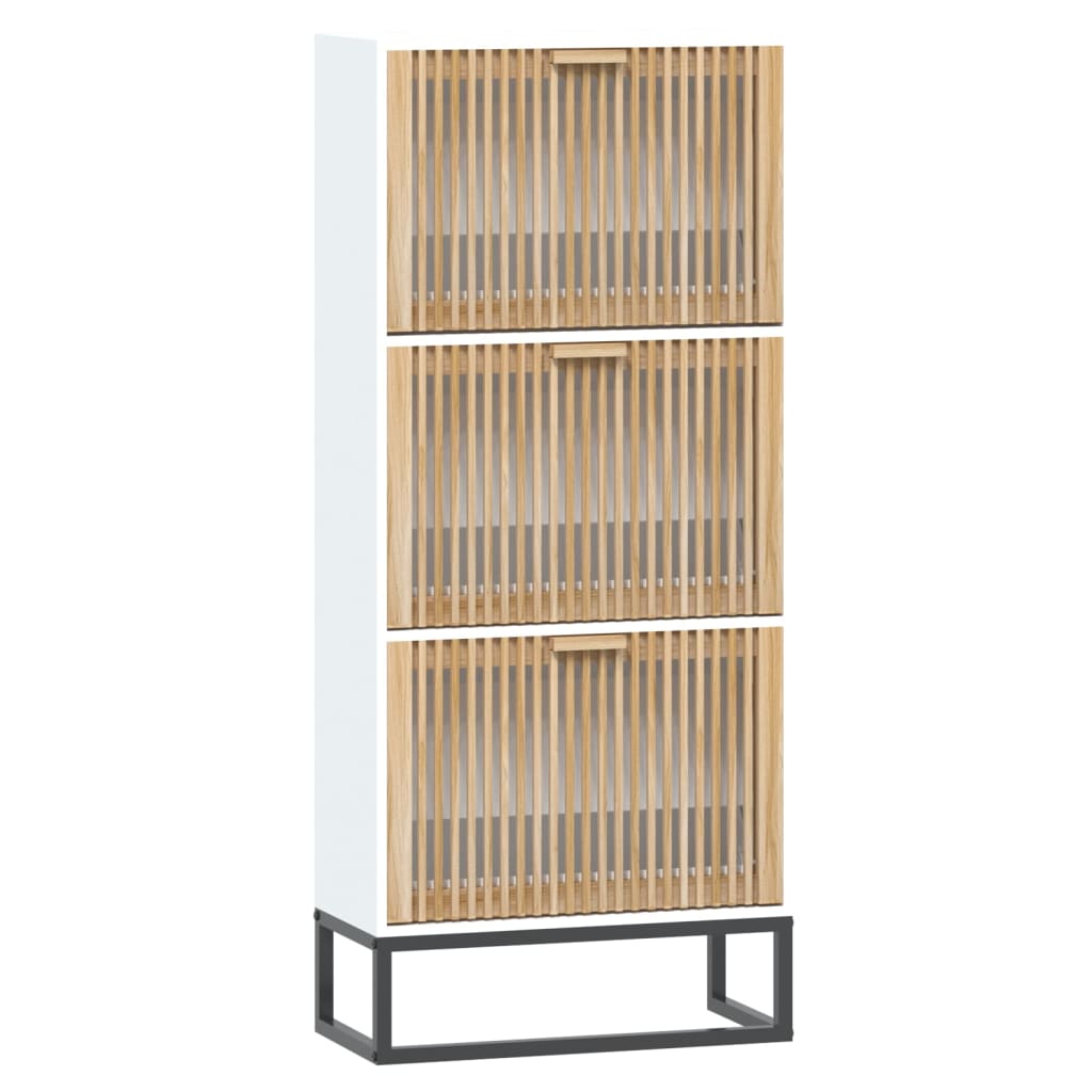 vidaXL Pantofar, alb, 52x25x120 cm, lemn prelucrat | vidaXL.ro