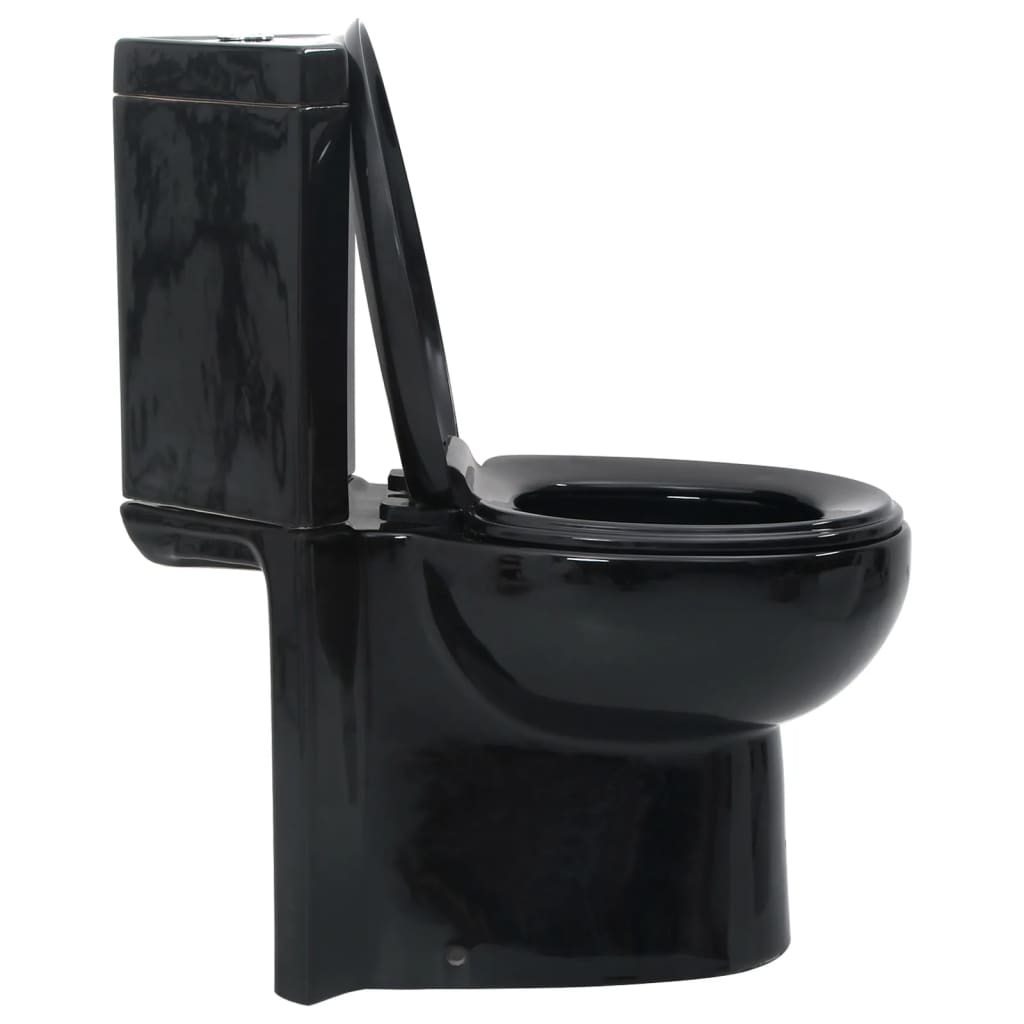 Vas toaletă din ceramică, WC baie de colț, negru | vidaXL.ro