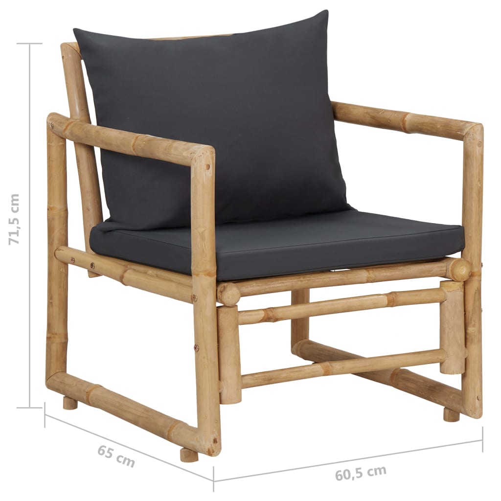 vidaXL Set mobilier de grădină cu perne, 4 piese, bambus | vidaXL.ro