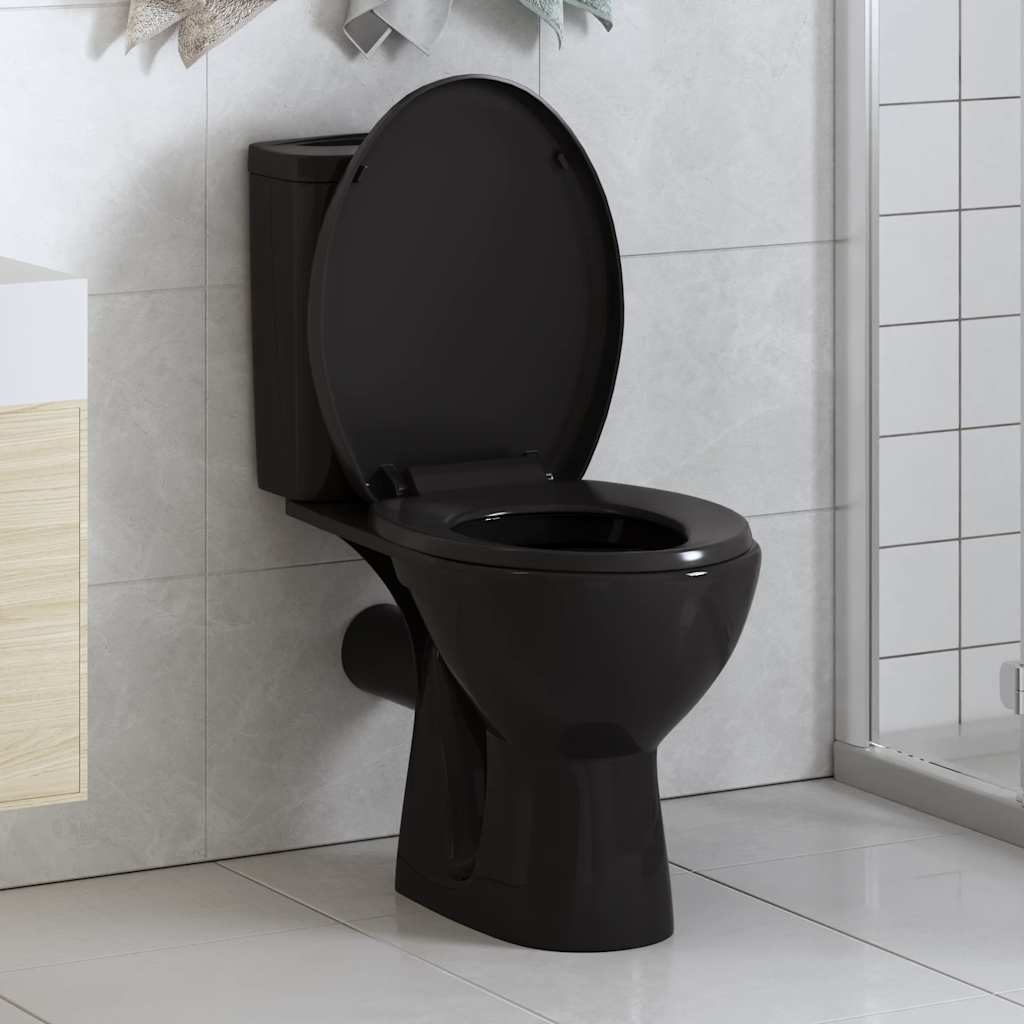 vidaXL Capac WC cu închidere silențioasă, eliberare rapidă, negru ...