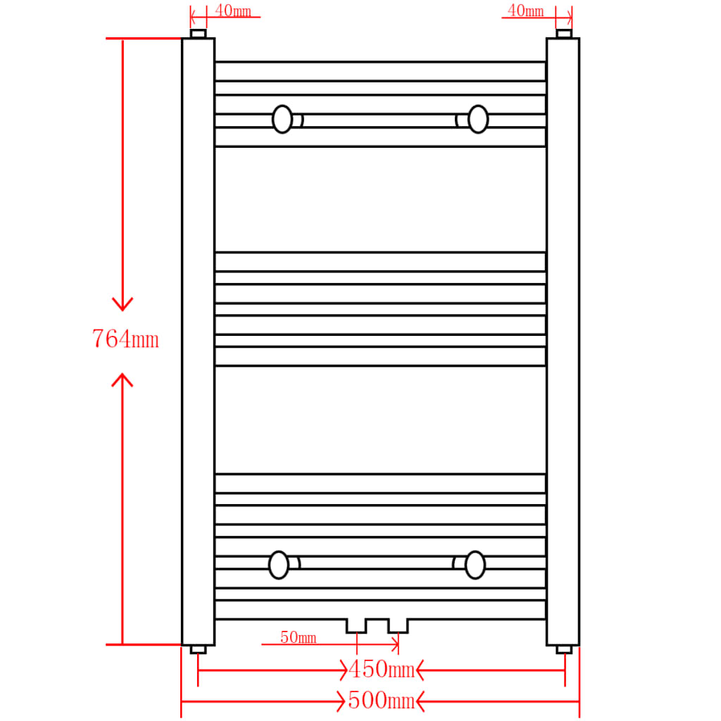 Radiator port-prosop încălzire centrală baie, drept, 500 x 764 mm ...
