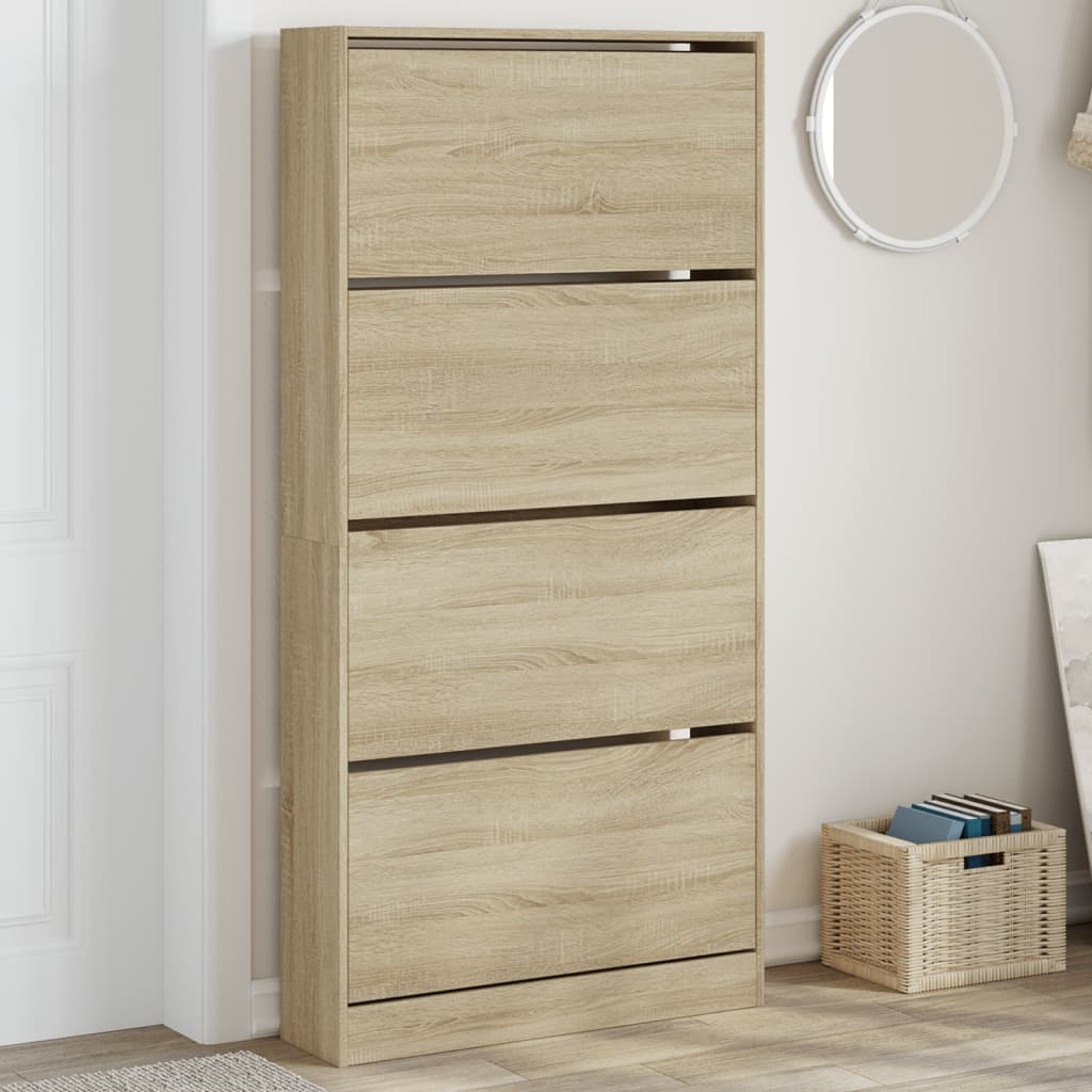 vidaXL Pantofar cu 4 sertare rabatabile, stejar sonoma, 80x21x163,5 cm ...