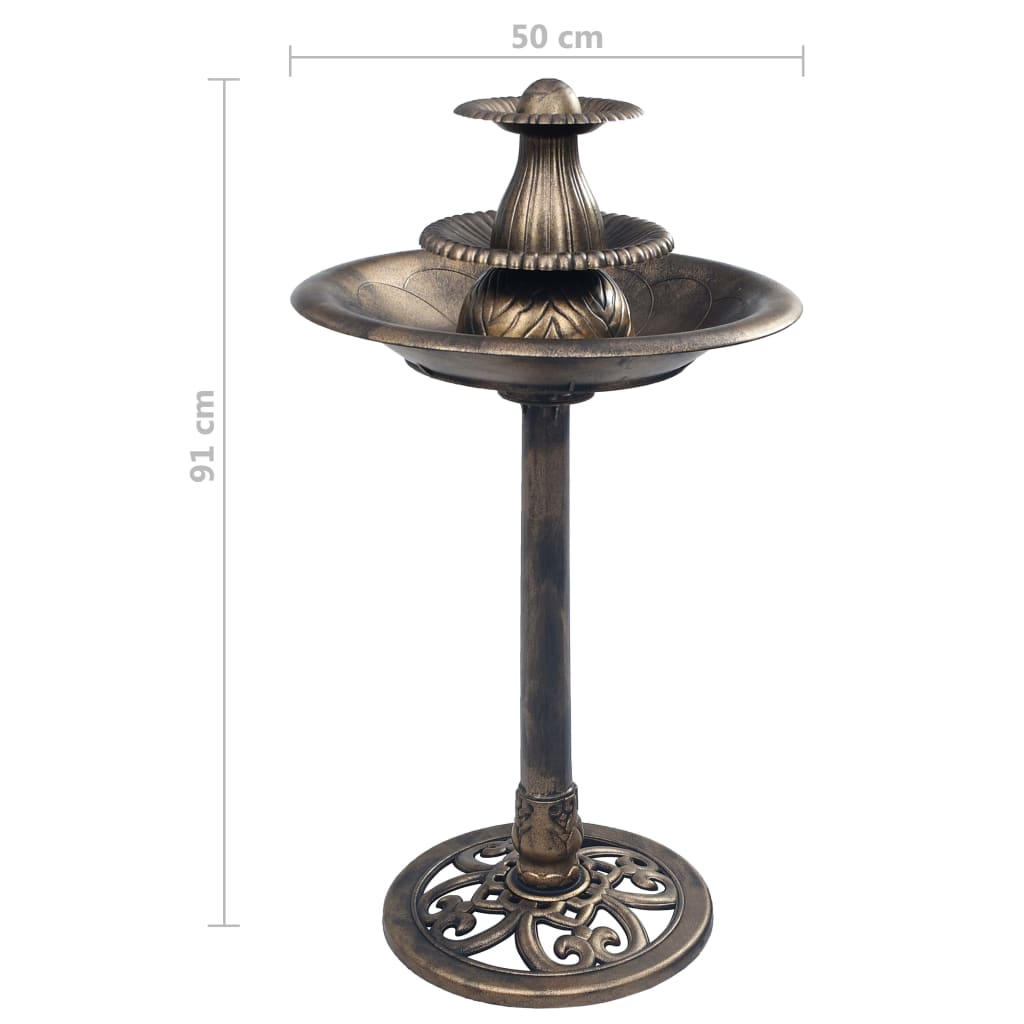 vidaXL Bazin pentru păsări cu fântână, bronz, 50 x 91 cm, plastic ...