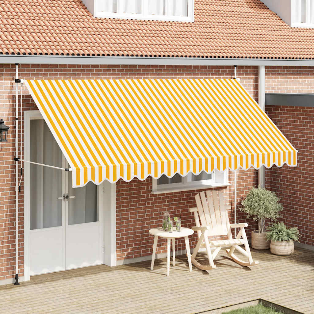 vidaXL Copertină retractabilă manual, portocaliu și alb, 400 cm, dungi ...